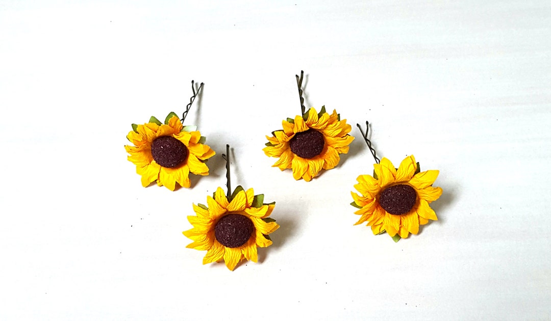 Sunflower Hair Accessories Sunflower Hair Pins Set of 4 - Etsy