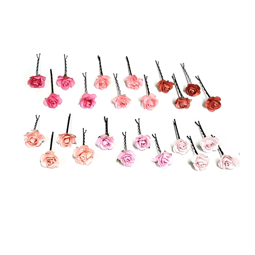 Small Pink Rose Hair Pins Mini Pink Flowers Hair Pins Pale - Etsy