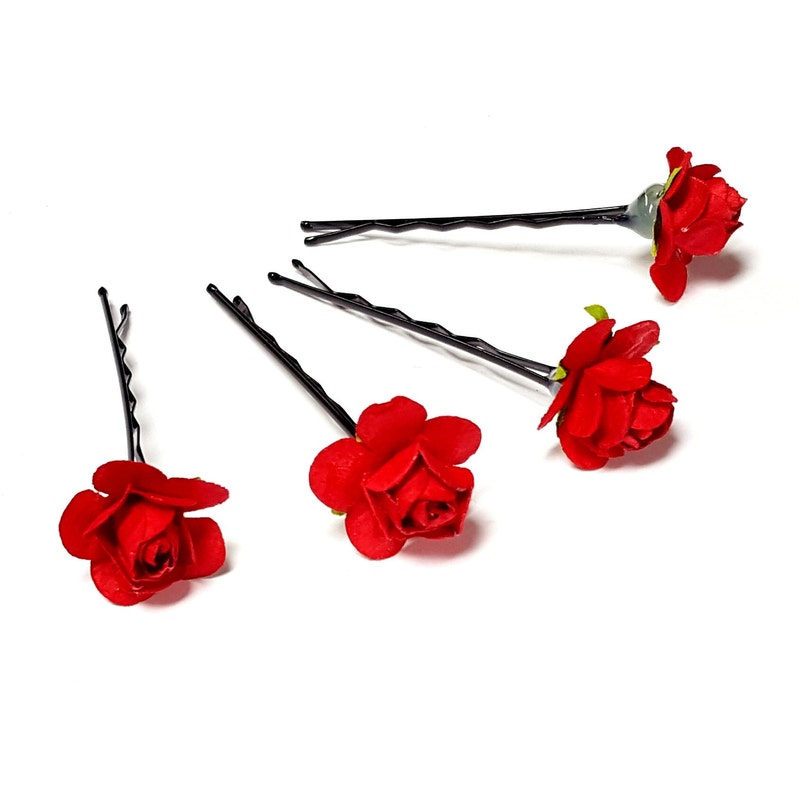 Red Rose Hair Pin - Etsy