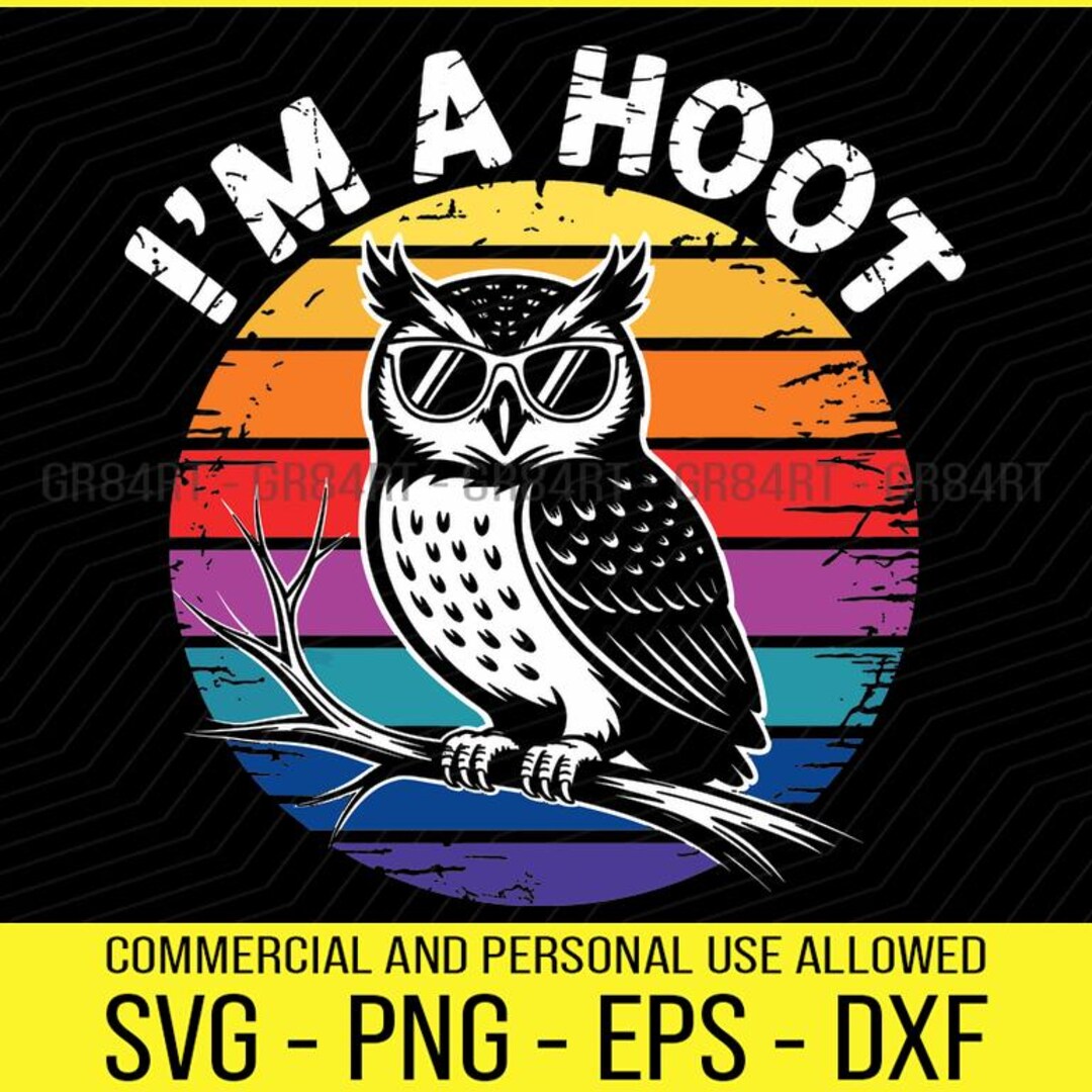 Hoot Owl Retro Vintage Bird Lover Funny Sarcastic Joke Svg Png Instant ...