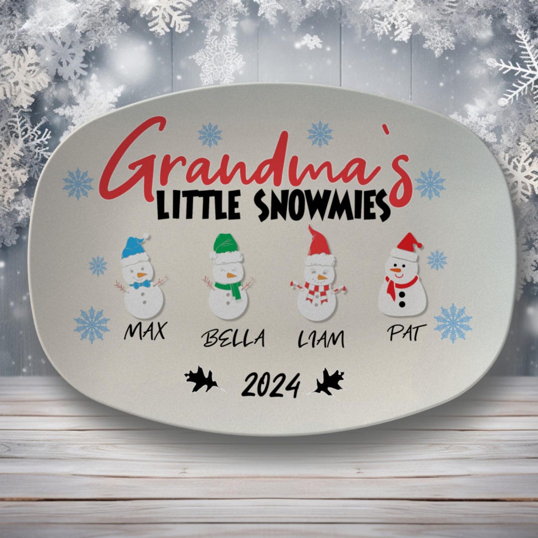 Grandma Custom Plate, Grandma's Gift Little Snowmies, Gift for Grandma ...