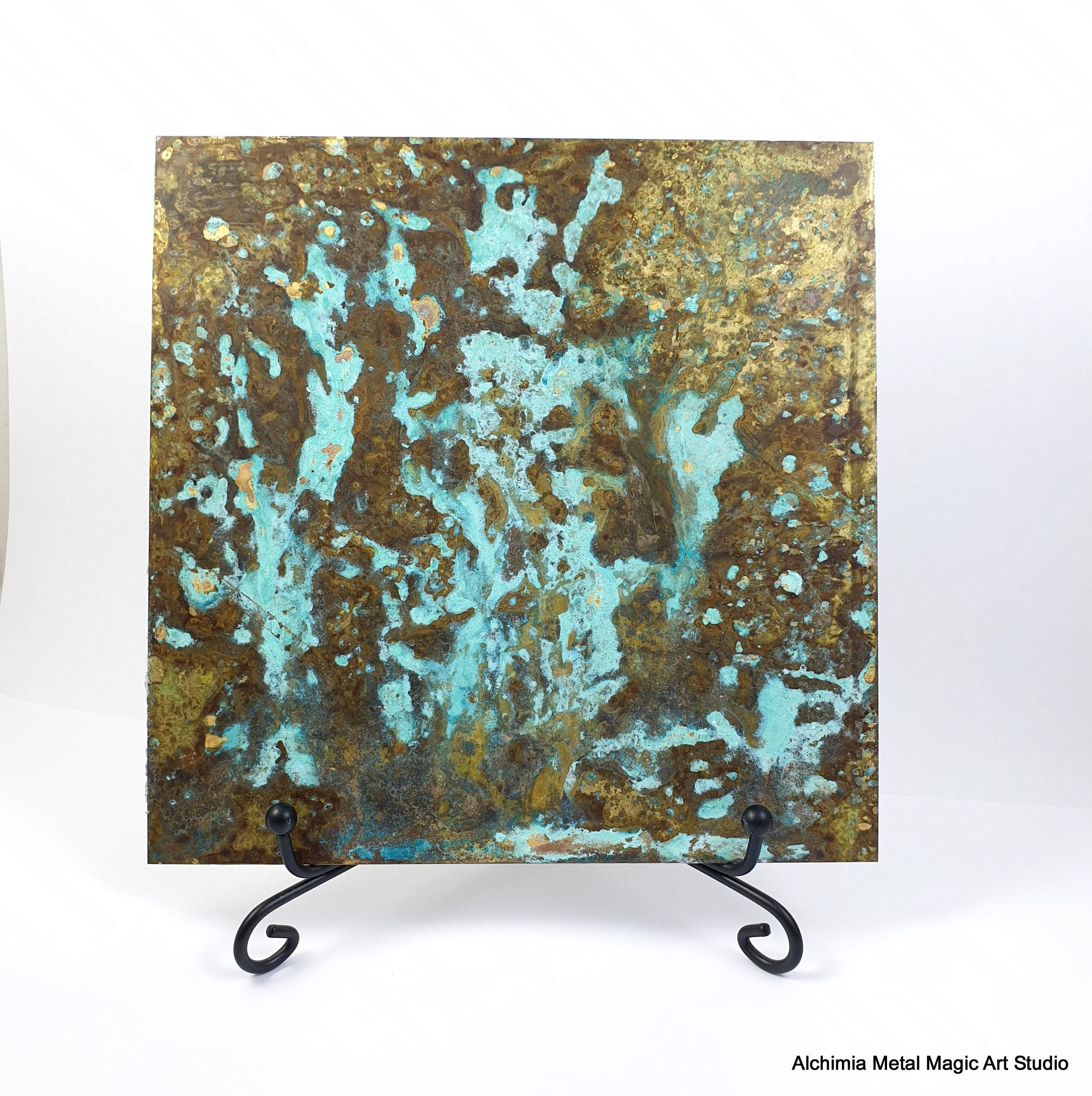 Metal wall home decor Abstract art frame picture Rustic blue | Etsy