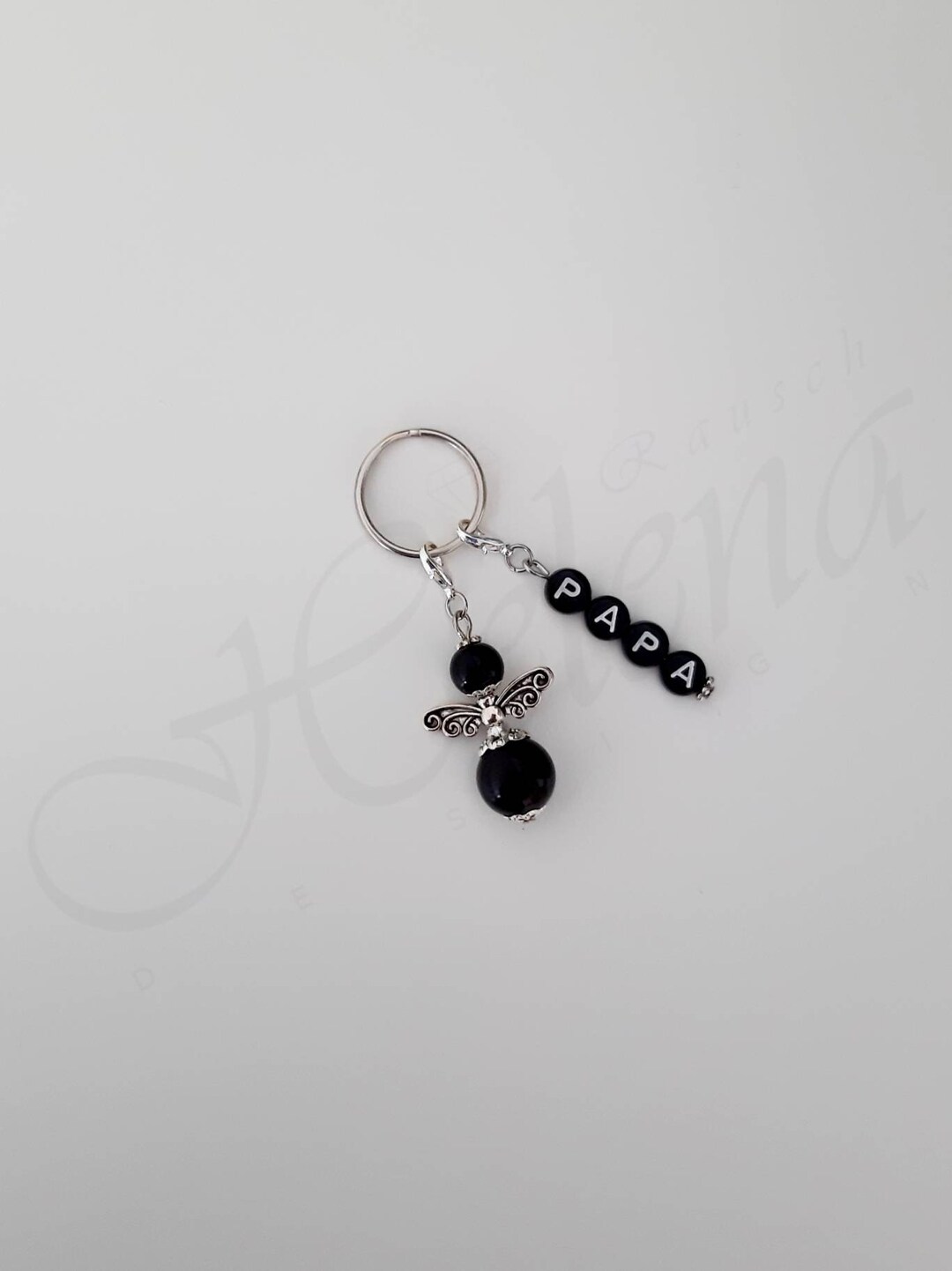 Personalized Keychain Guardian Angel in Black 1 Line Desired Text Dad ...