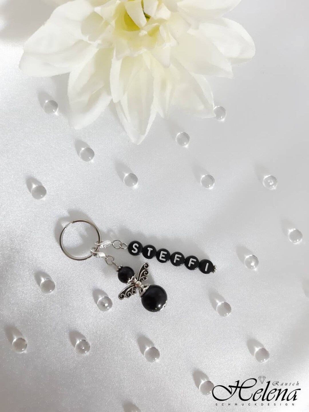 Personalized Keychain Guardian Angel in Black 1 Line Wish - Etsy UK