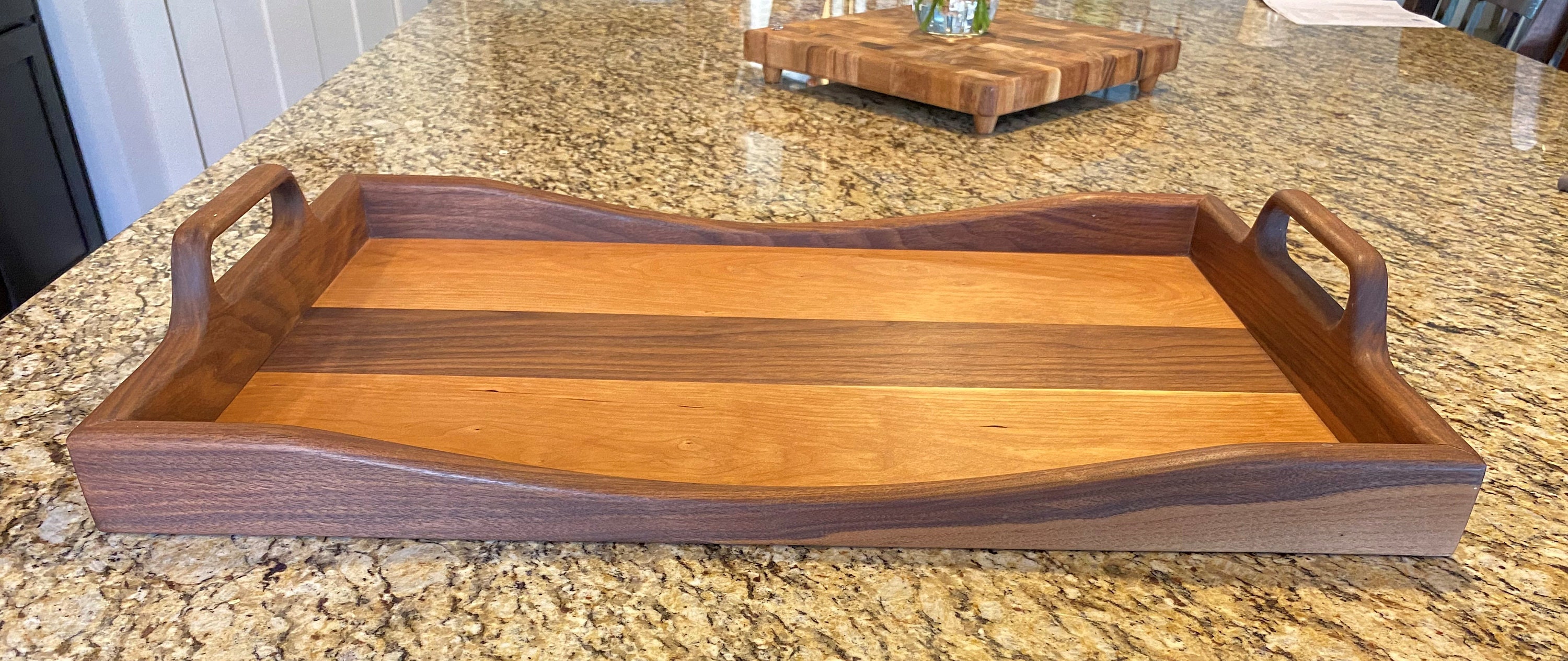 Handmade Walnut and Cherry Serving Tray - Etsy