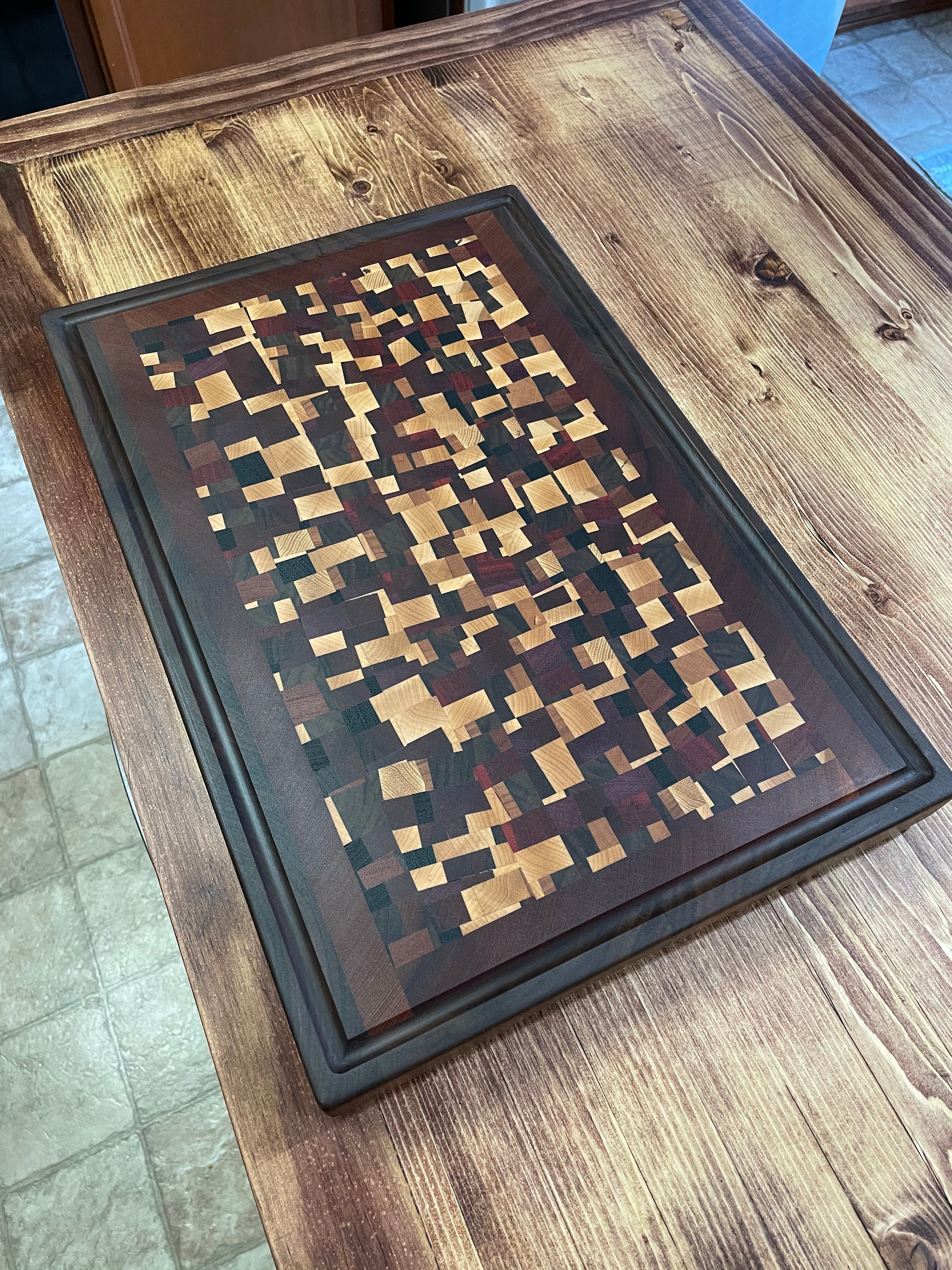 End Grain Chaotic Pattern Cutting Board - Etsy