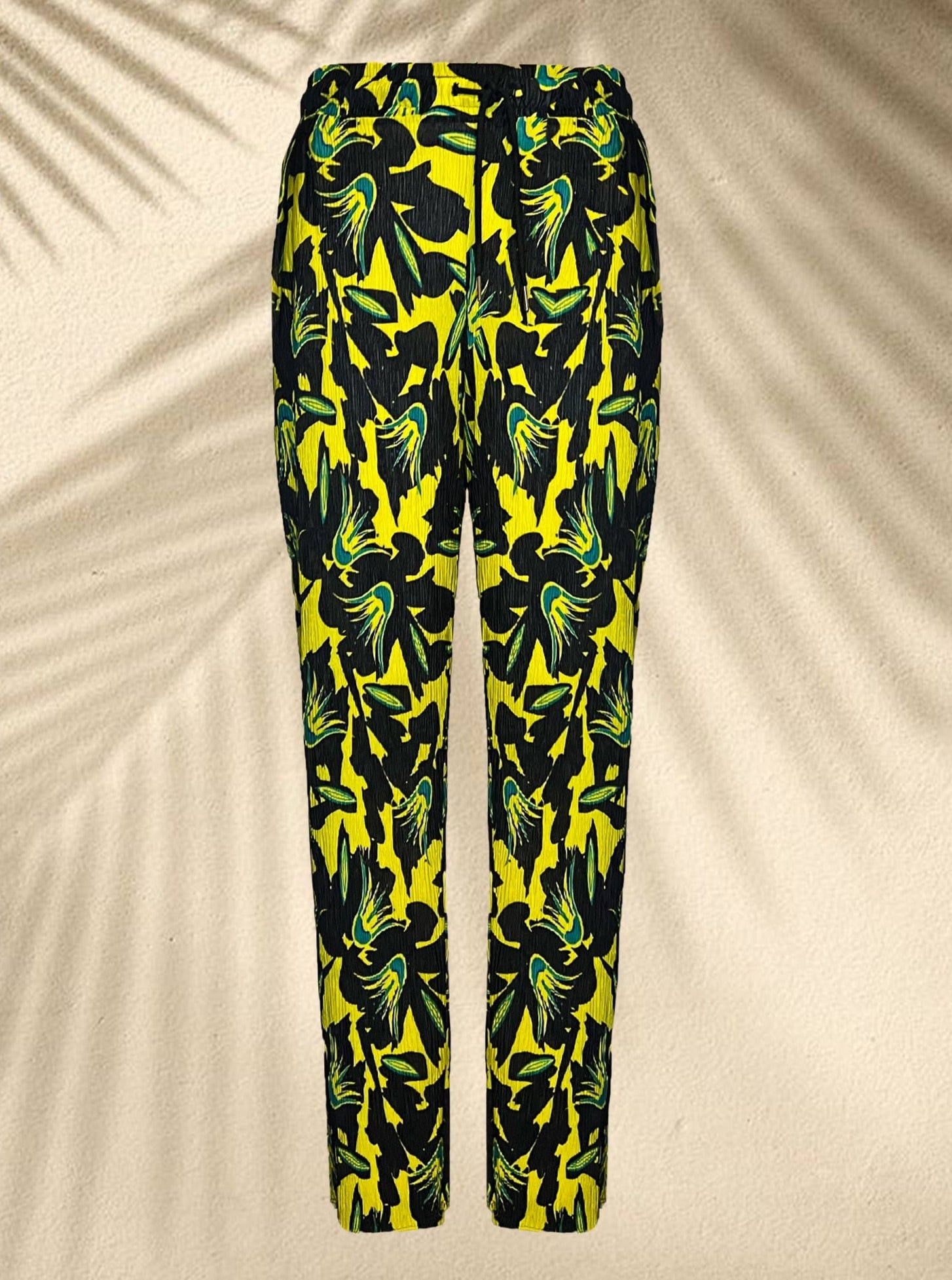 Joggers - Gender Neutral Unisex Flowy - Green Black Lotus Floral ...