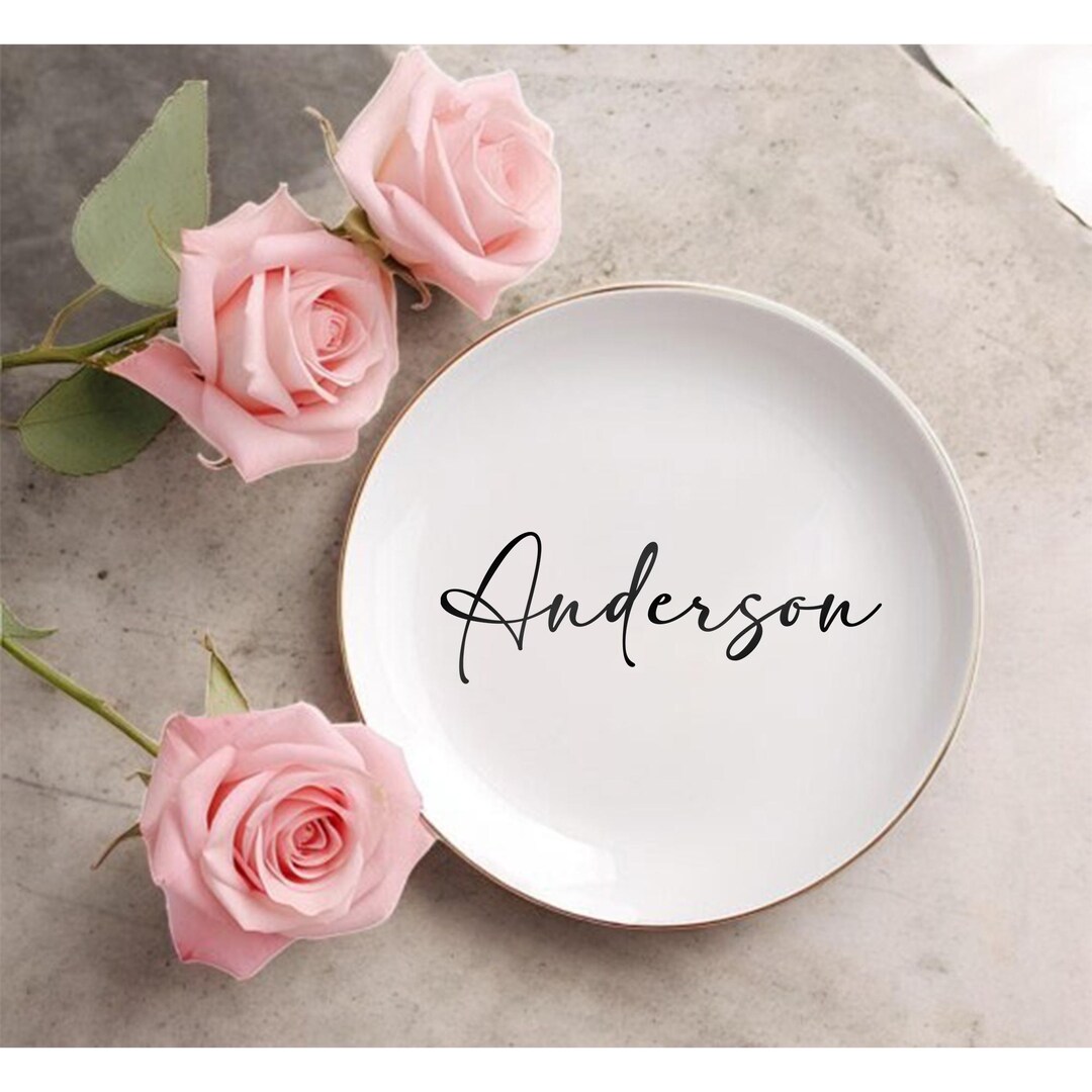 Custom Last Name Ring Dish, Personalized Heart Jewelry Tray, Wedding ...
