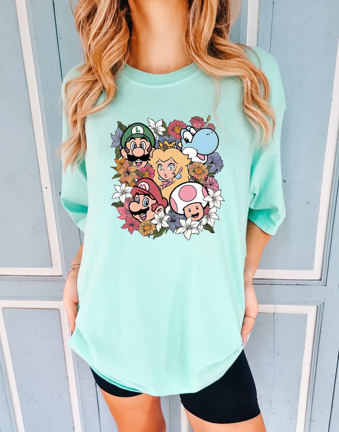 Super Mario Floral Comfort Colors® Shirt, Super Mario Bros Shirt ...