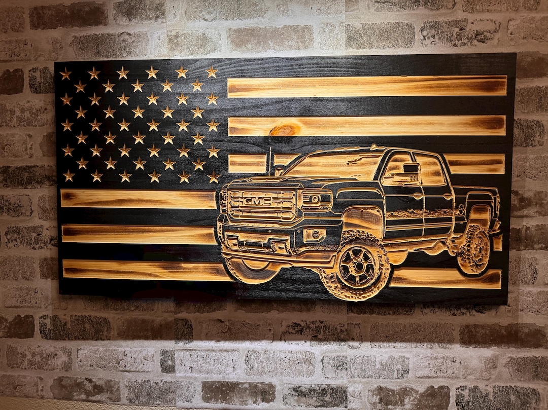 GMC Sierra 1500 Wood Flag, Rustic Truck Art - Etsy