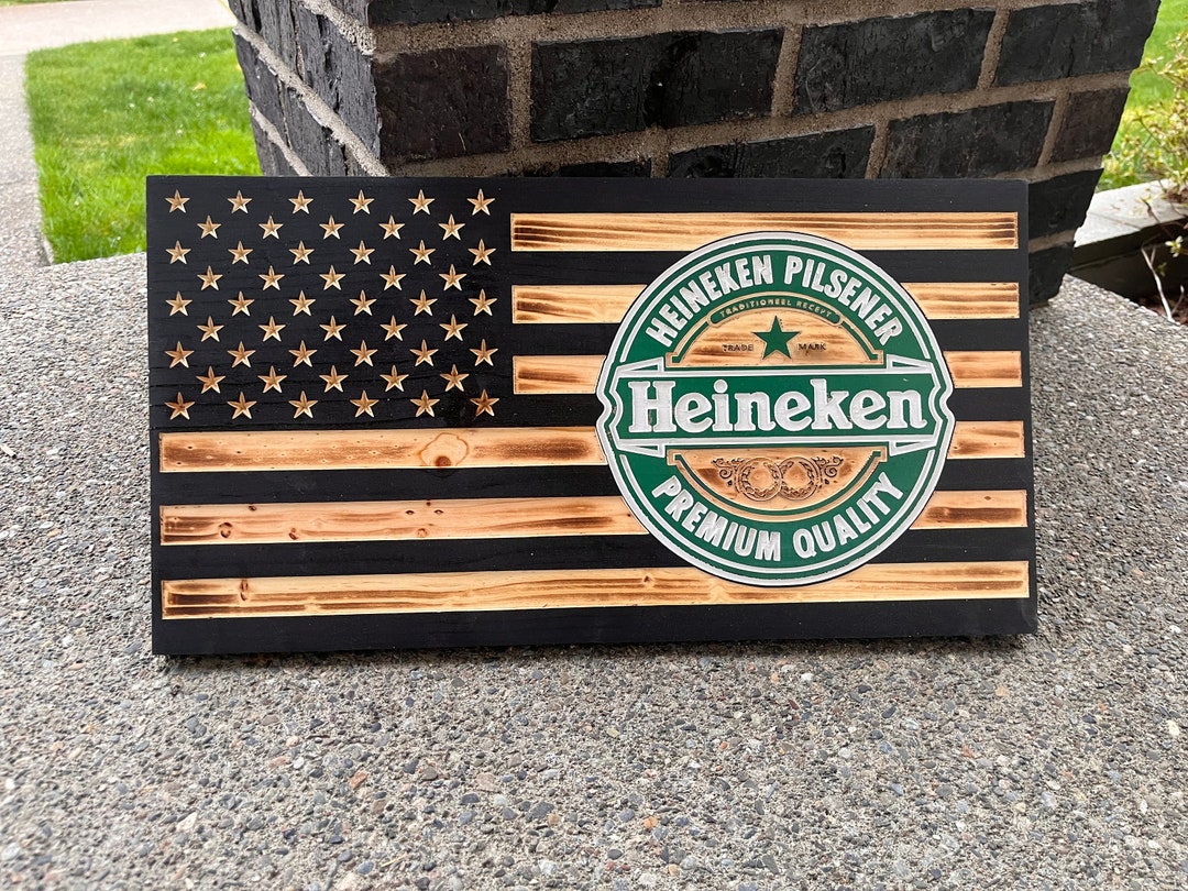 Heineken Beer, Rustic American Flag, Custom Wood Flag, Heineken ...