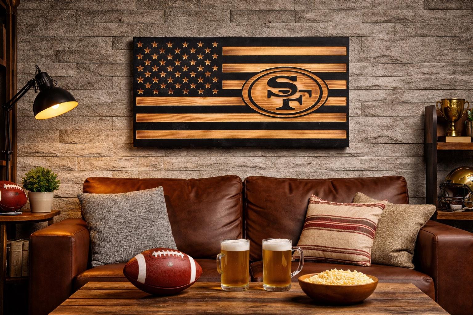 San Francisco 49ers Wooden Flag | NFL Wall Art | Rustic Pine Wood Sign ...