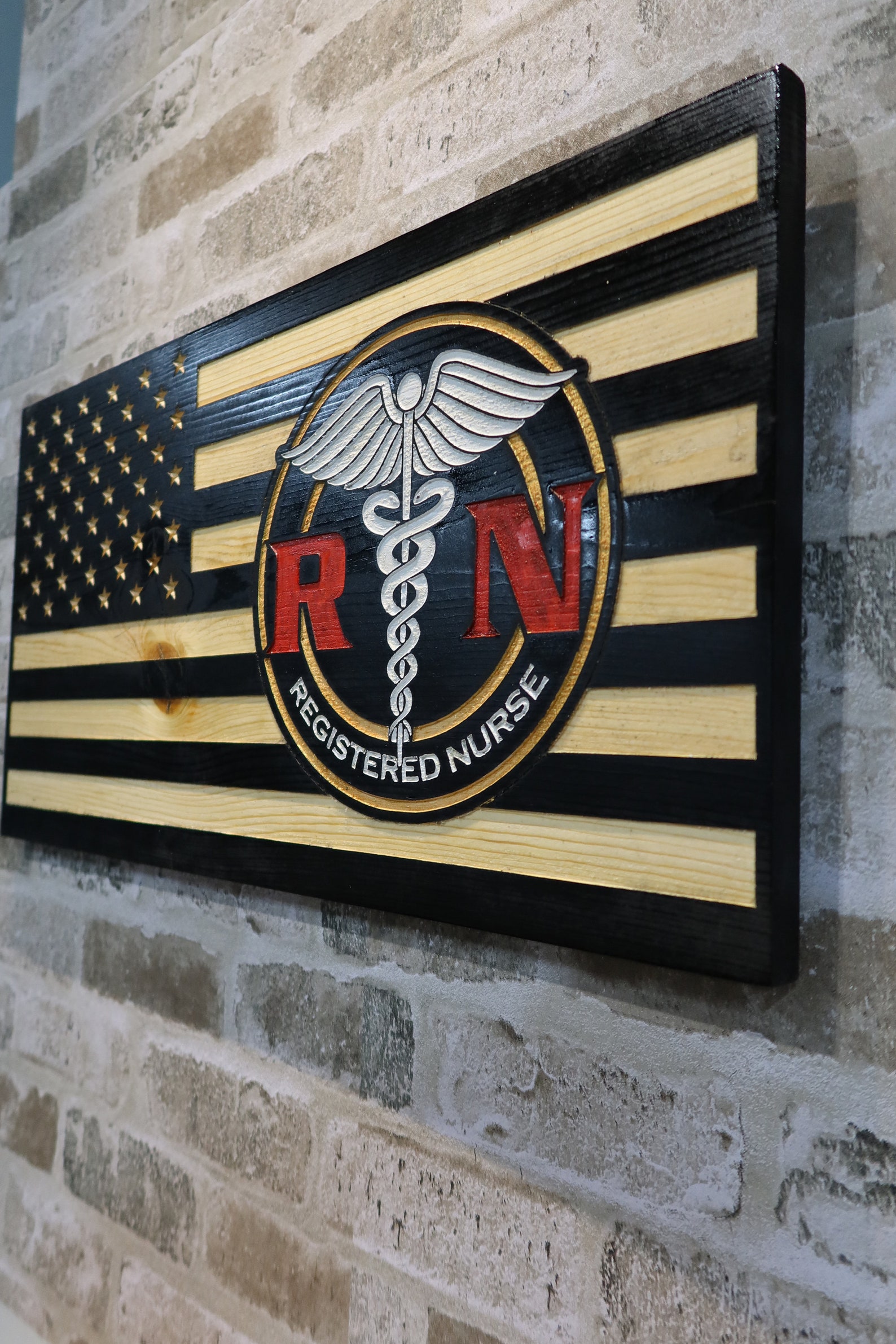 Handcrafted Pine Wood American RN Flag, Registered Nurse Gift - Etsy