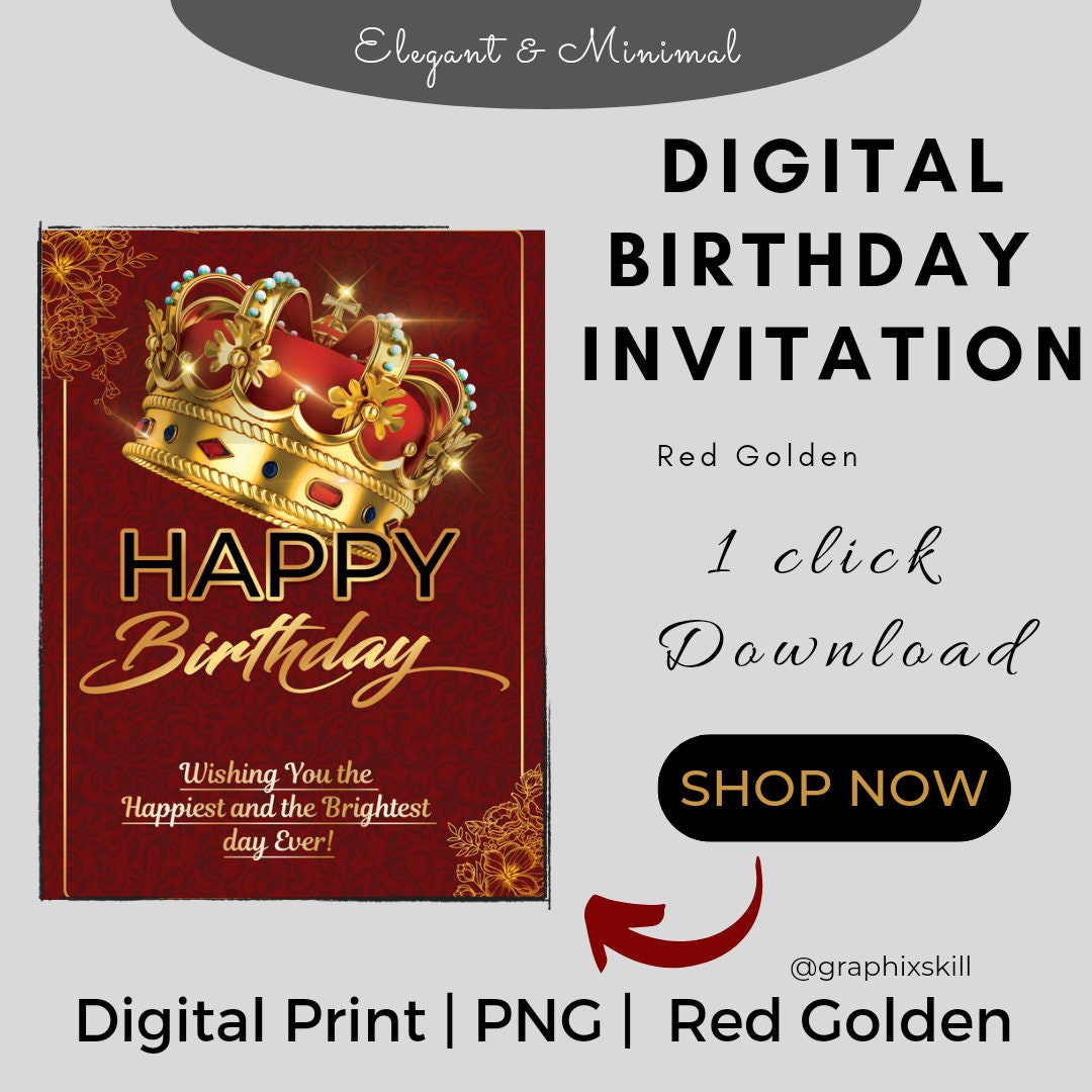 Red Happy Birthday Card Digital Product PNG Blue Birthday Card Happy ...
