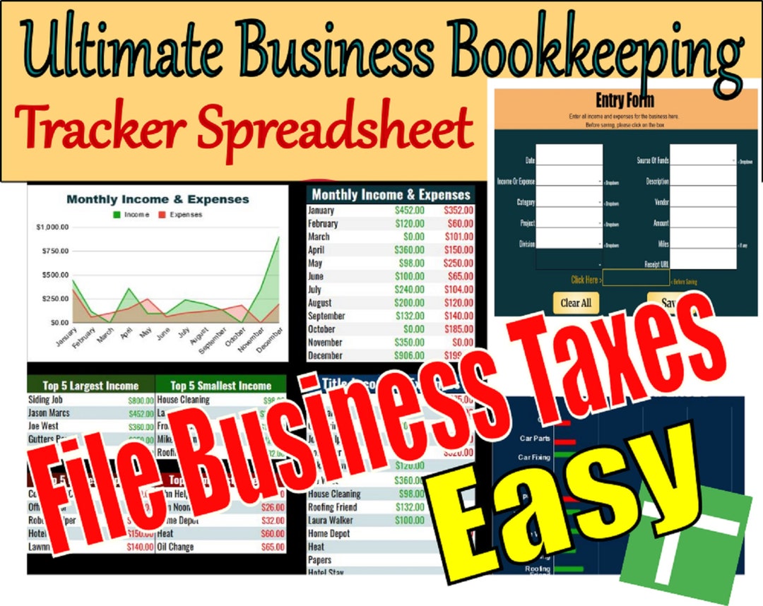 Ultimate Business Bookkeeping Tracker Spreadsheet Download With A Tax ...