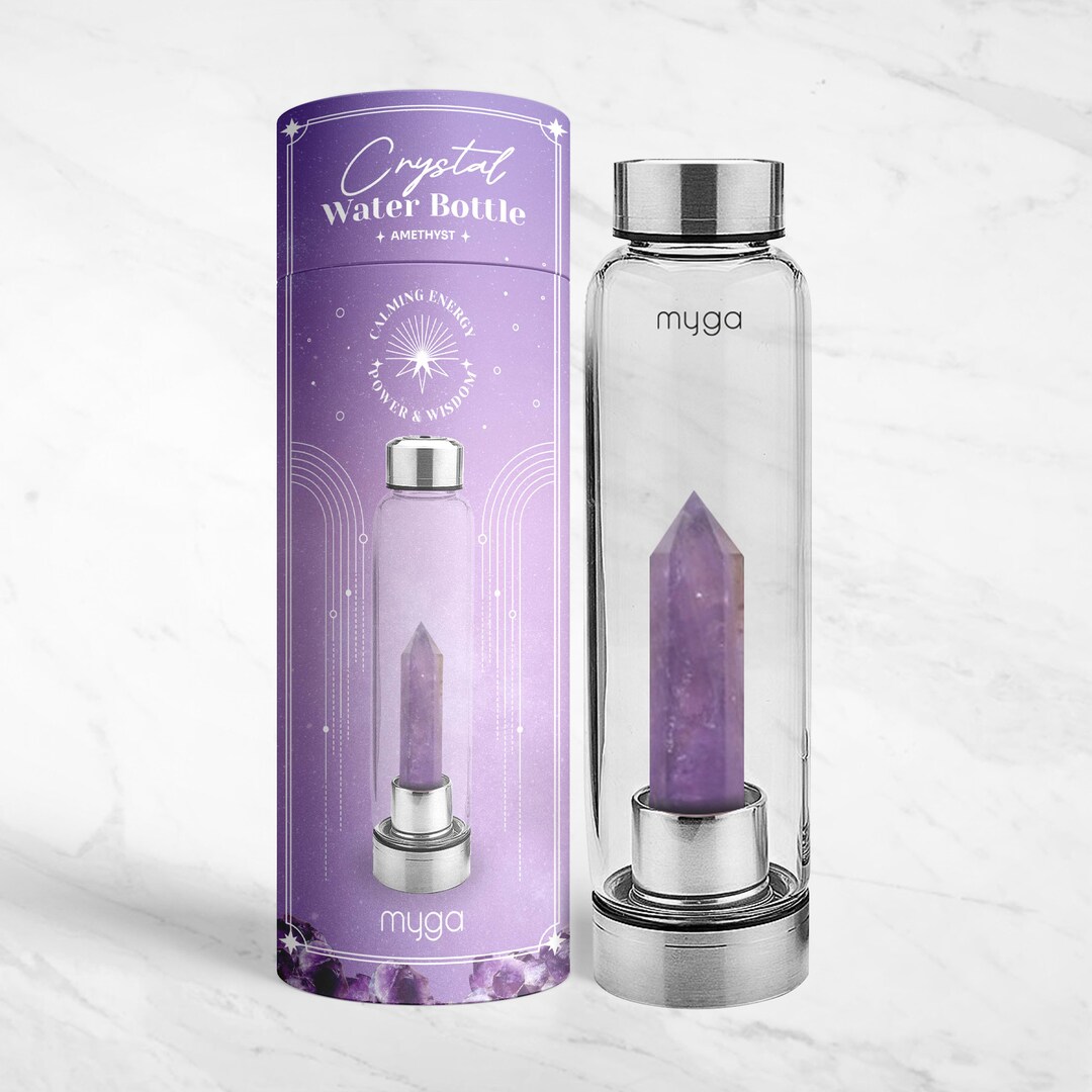Amethyst Crystal Glass Water Bottle - Etsy