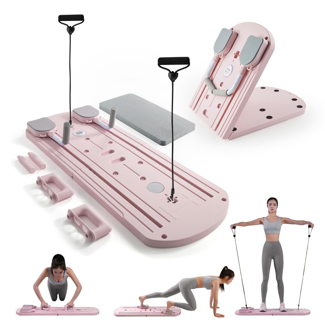 Pilates Reformer Set - Portable Home Workout System With Resistance ...