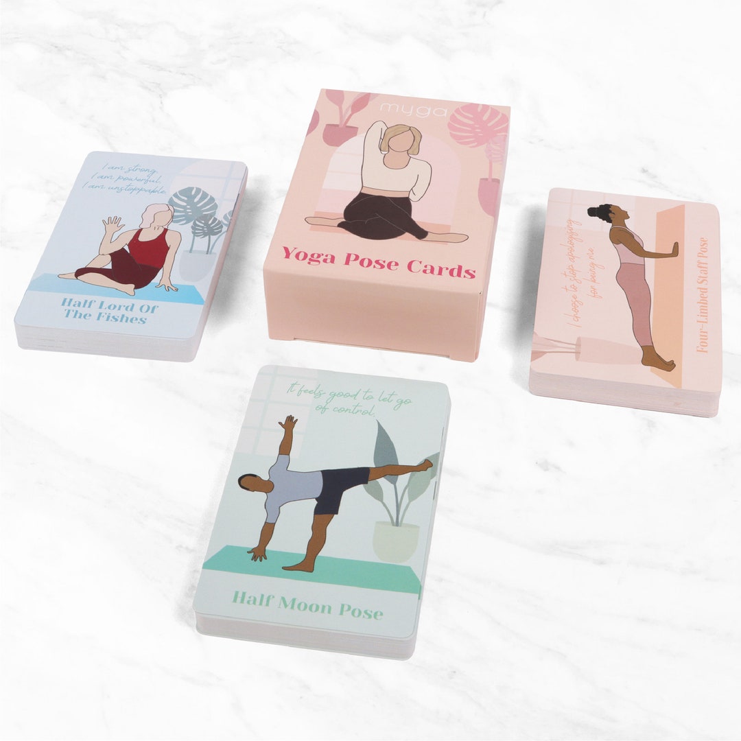 Affirmation Yoga Pose Cards 70 Cards for Yoga With Sanskrit Name - Etsy