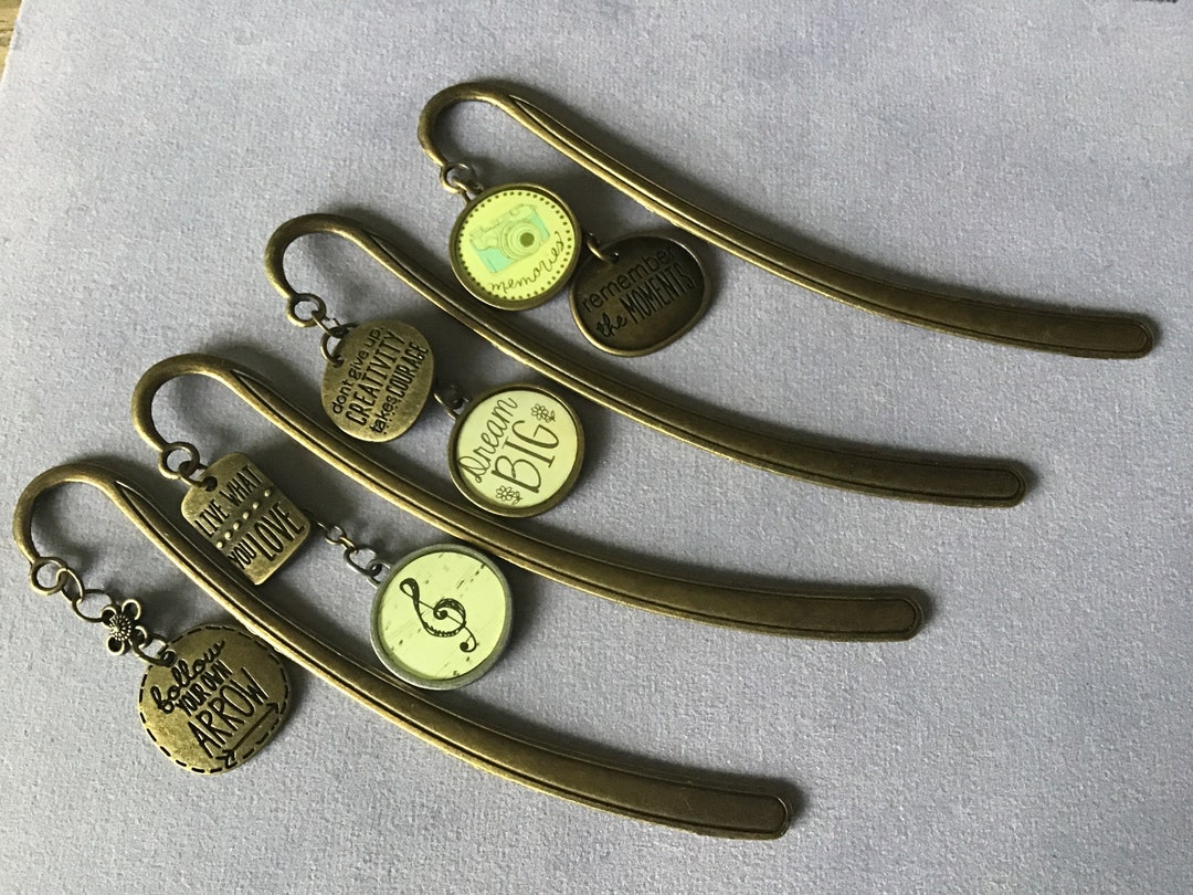 Antique Brass Bookmarks With Dangling Charms (3 Options) - Etsy