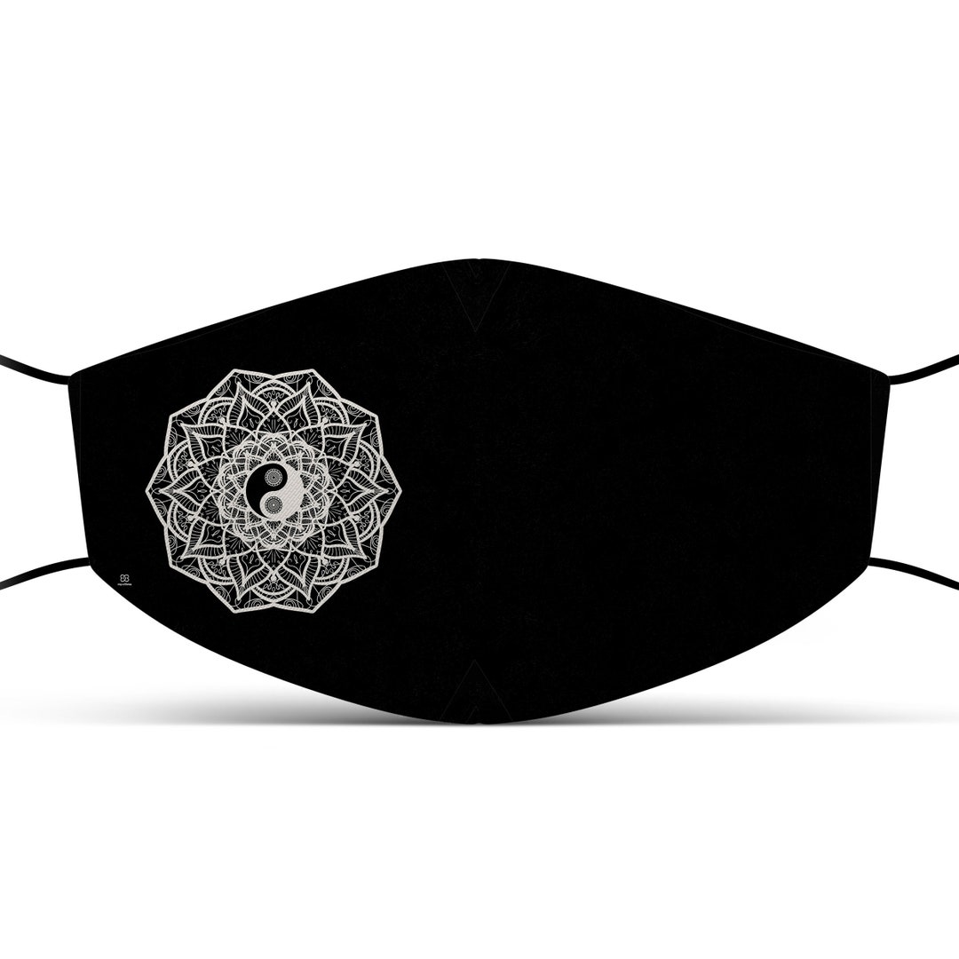 Ying Yang Mandala Face Mask With Bungee Cord, Filter Pocket - Etsy