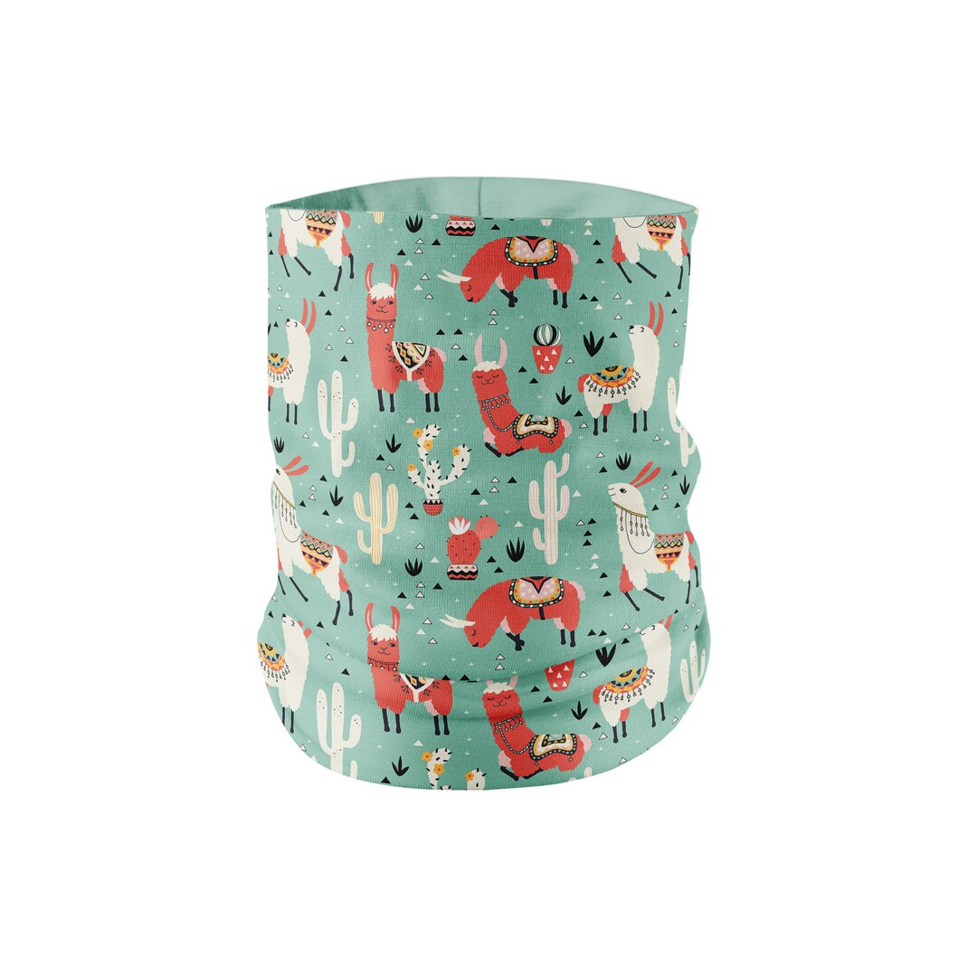 Kids Running Buff Hiking Buff Llama Green Theme Neck Gaiter Face Mask ...