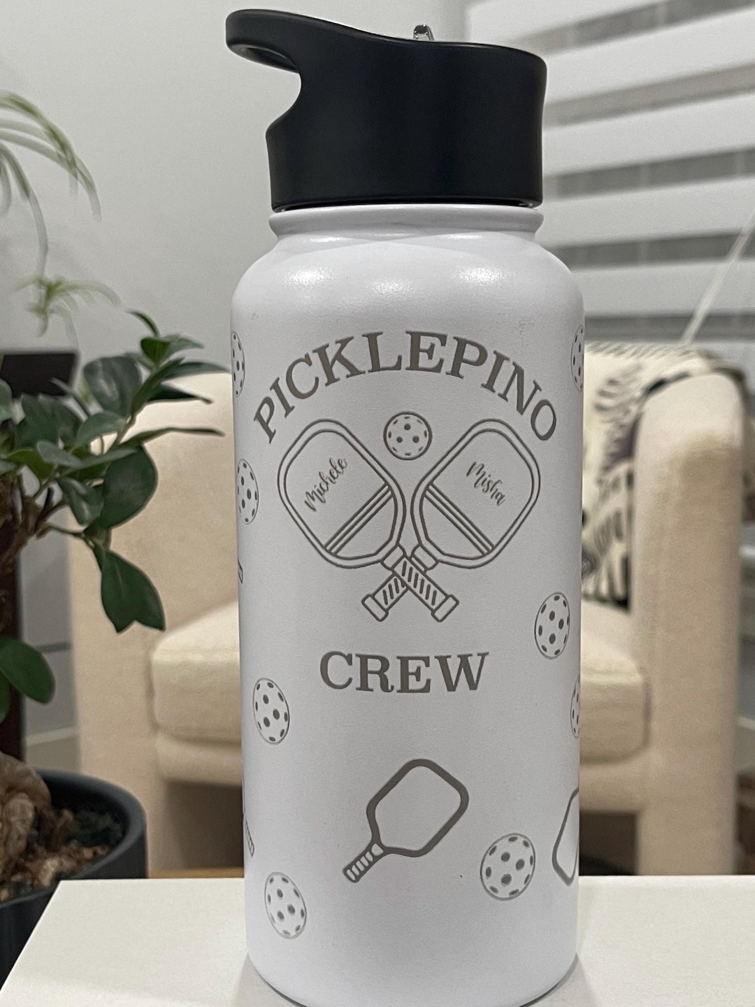 Personalized Pickleball Water Bottle, 32oz, Custom Pickleballer, Cute ...