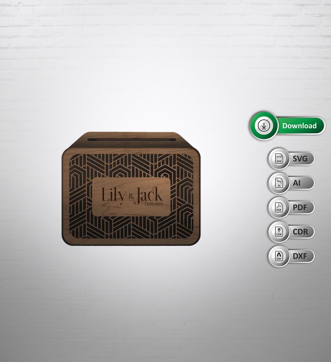 Wooden Name Card Box SVG, Wedding Card Box SVG, Wedding Name Decor SVG ...