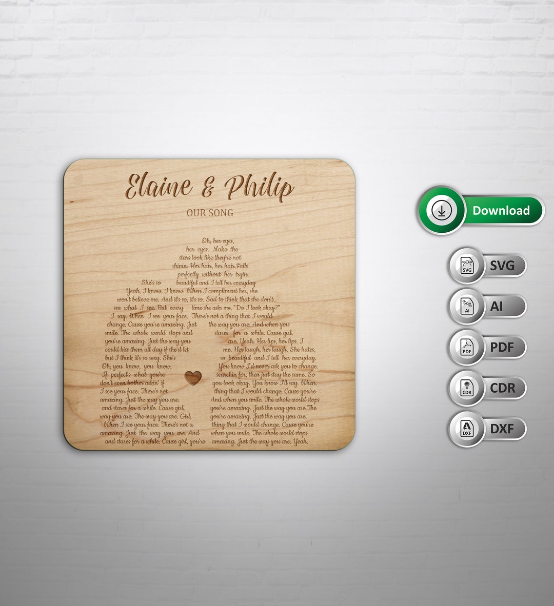 Wooden Song Sign SVG, Love Song Sign SVG, Anniversary Gift SVG, Wedding ...