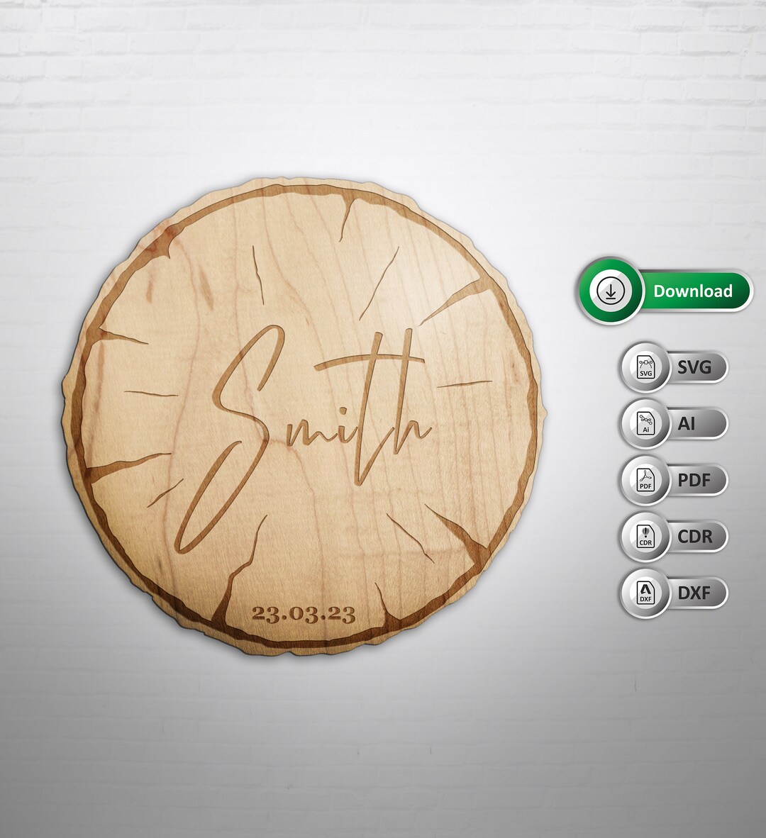 Buy SVG File, Laser Cut File, Wooden Round SVG, Laser Sign SVG, Wooden ...
