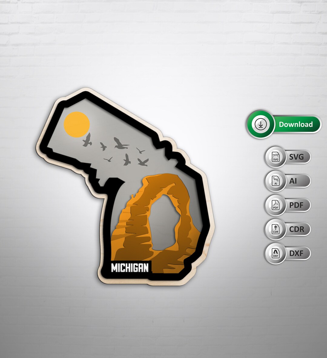 Michigan SVG, Laser Cut File, American States, United States SVG ...