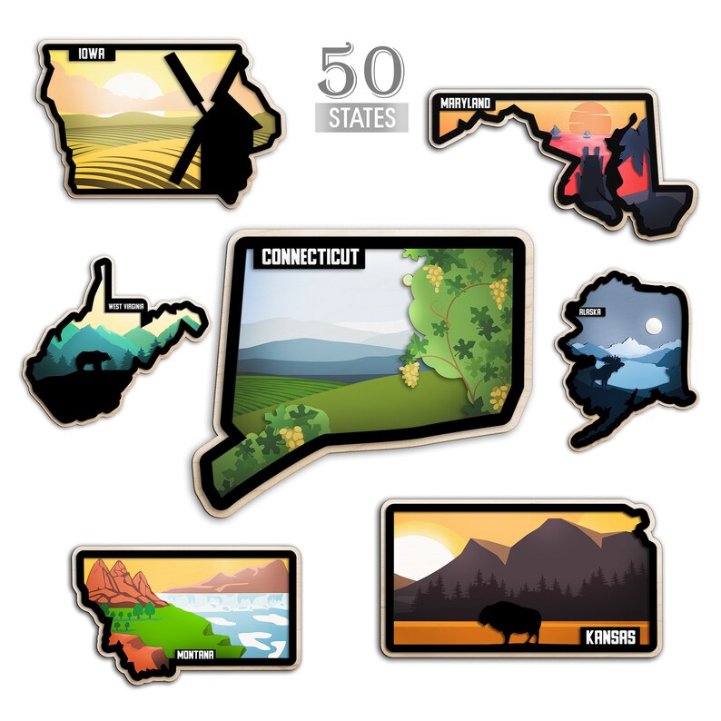 SVG Bundle: 50 American States Laser Cut Files for Glowforge, Cricut ...