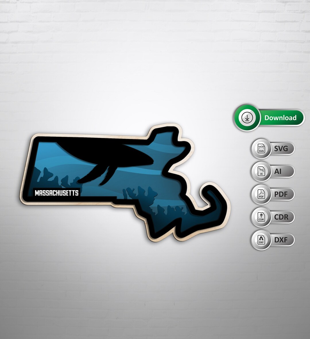 Massachusetts SVG, Laser Cut File, American States, United States SVG ...