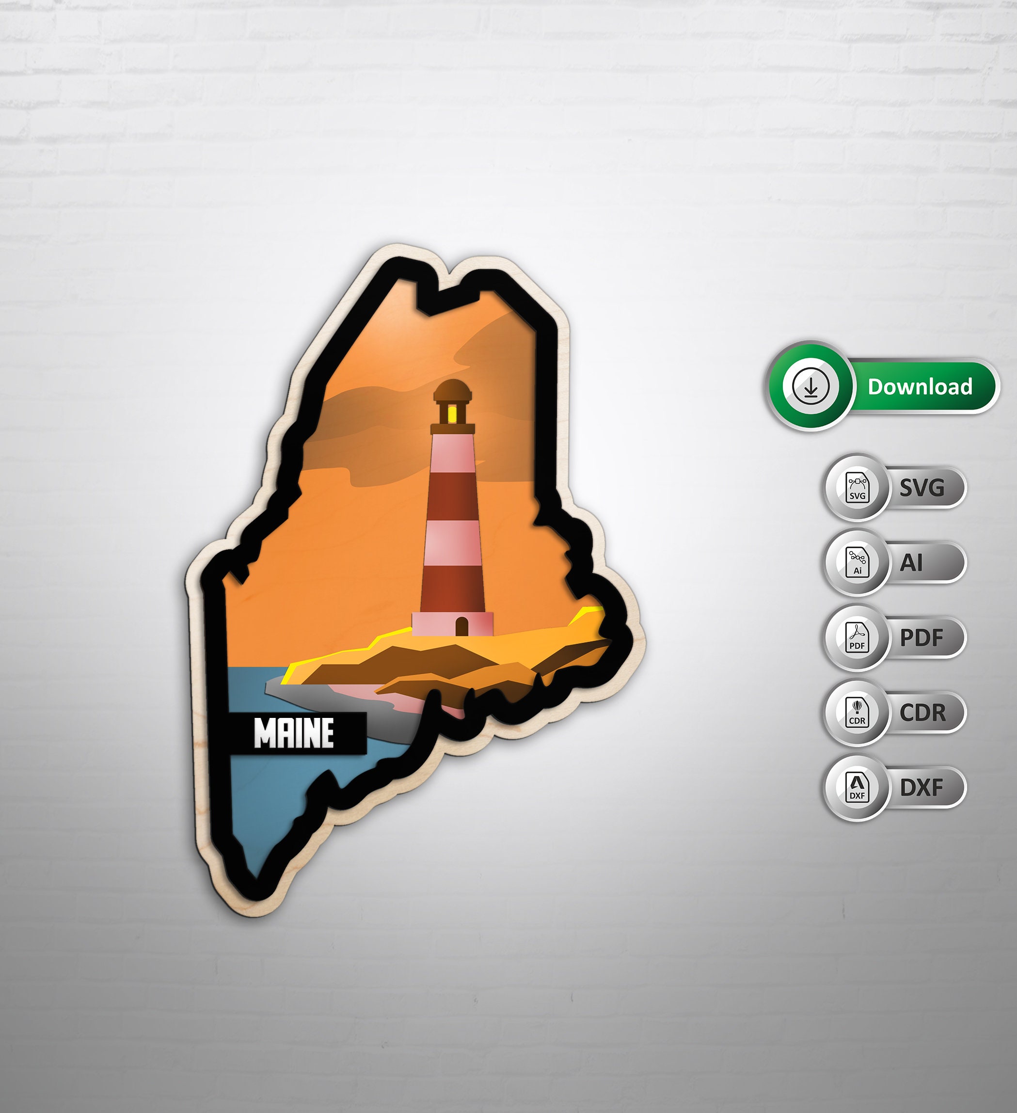 Maine SVG, Laser Cut File, American States, United States SVG, Cricut ...