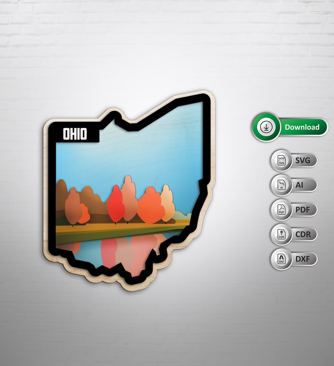 Ohio SVG, Laser Cut File, American States, United States SVG, Cricut ...