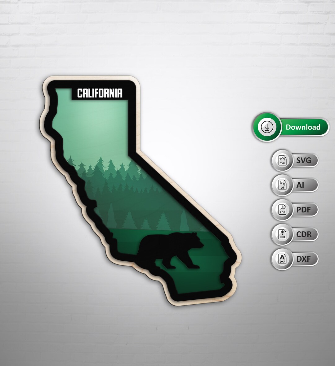 California SVG, Laser Cut File, American States, United States SVG ...