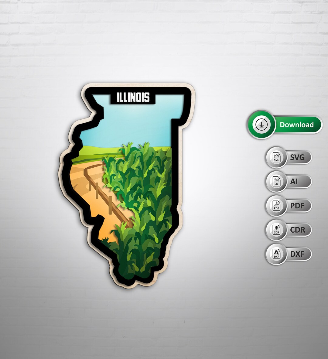 Illinois SVG, Laser Cut File, American States, United States SVG ...