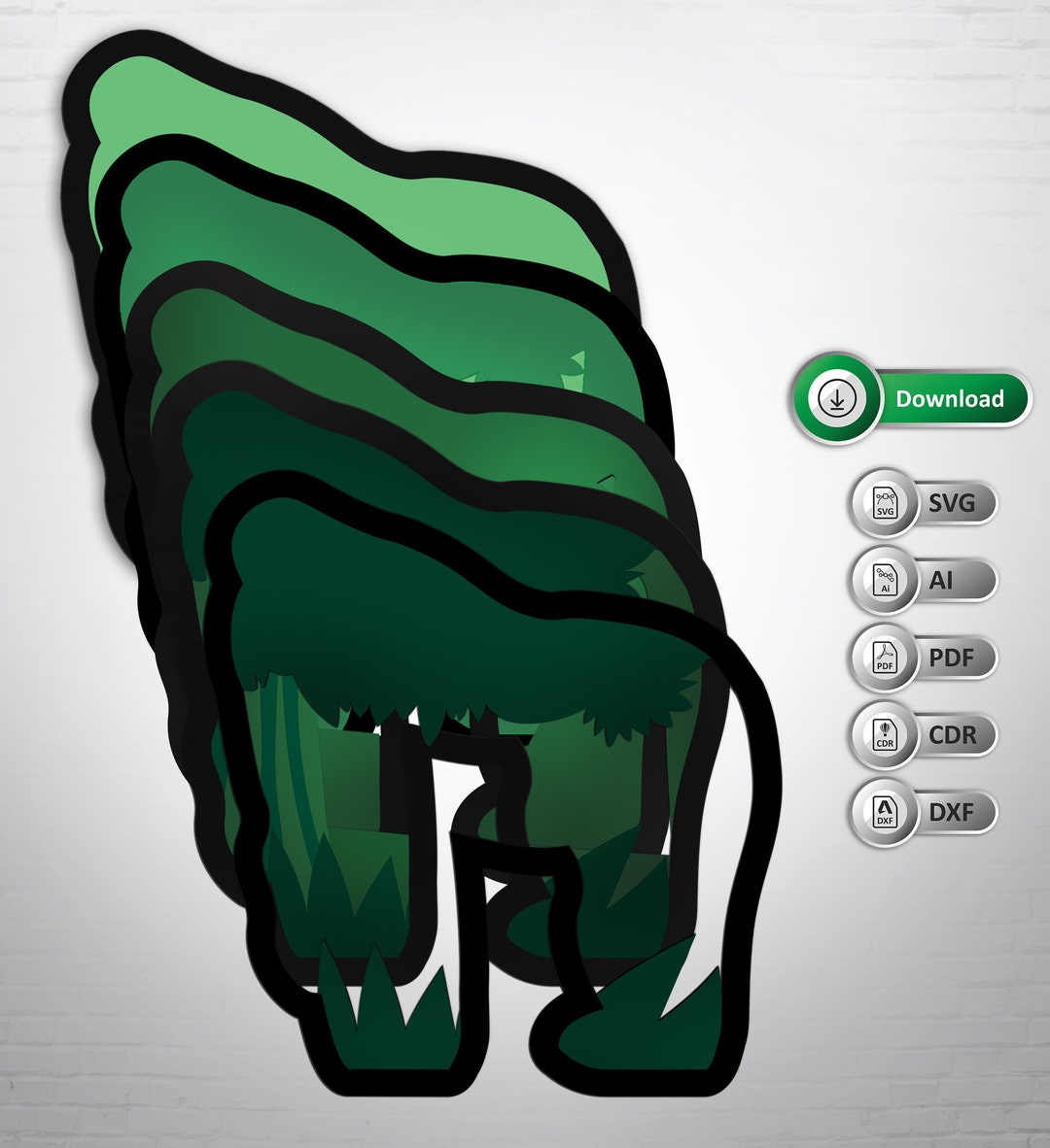 3D Gorilla Sign SVG, Gorilla Wall Art SVG, Wooden Sign Wall Decor SVG ...