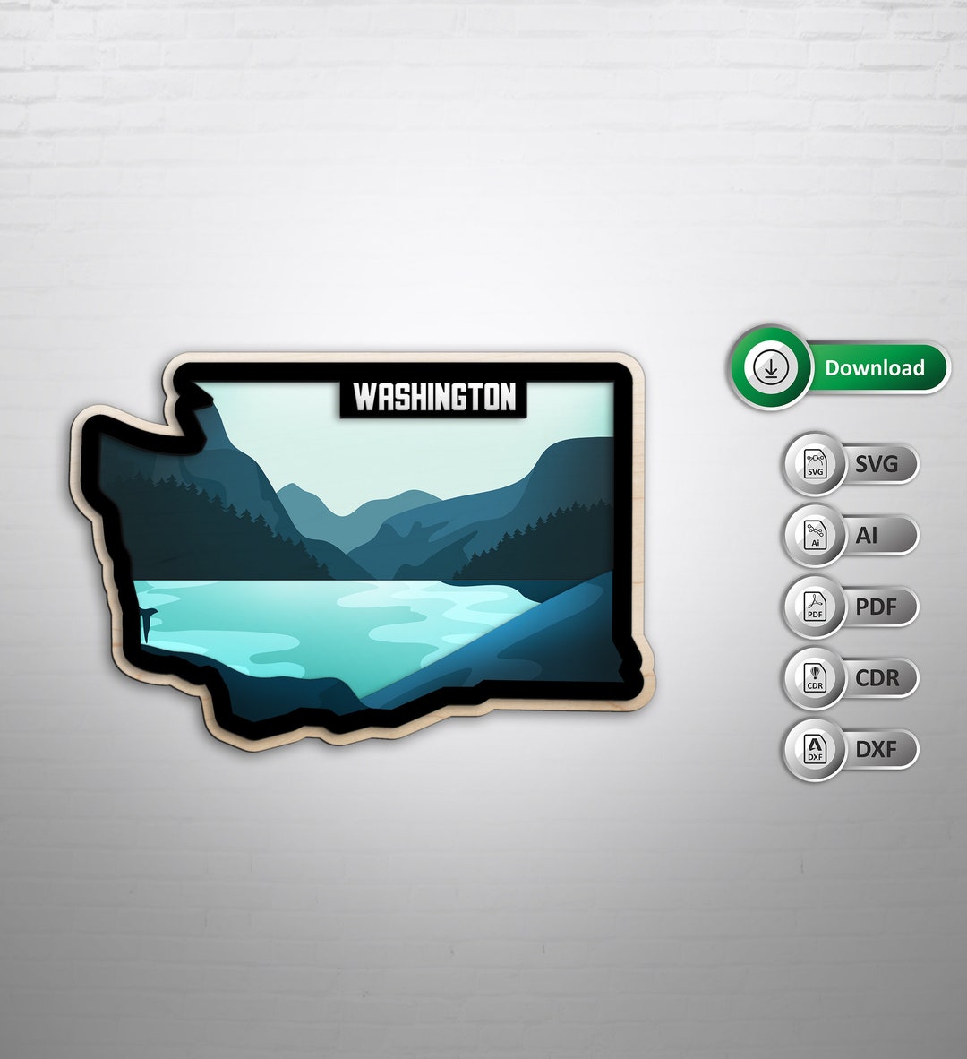 Washington SVG, Laser Cut File, American States, United States SVG ...