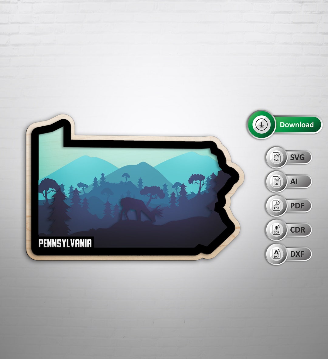 Pennsylvania SVG, Laser Cut File, American States, United States SVG ...
