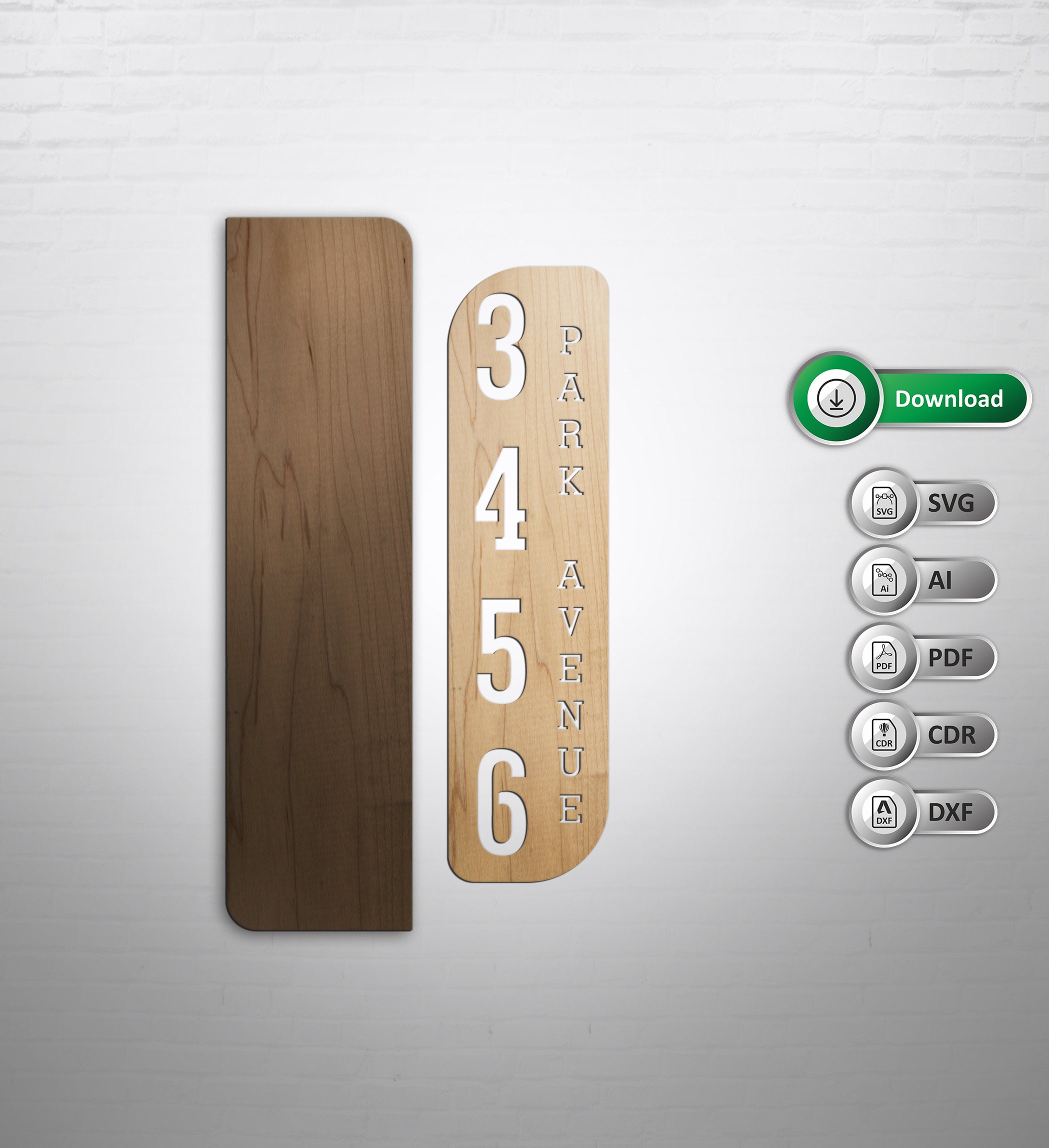 Vertical Address Sign SVG, Wooden Home Number Sign SVG, 3D Home Address ...
