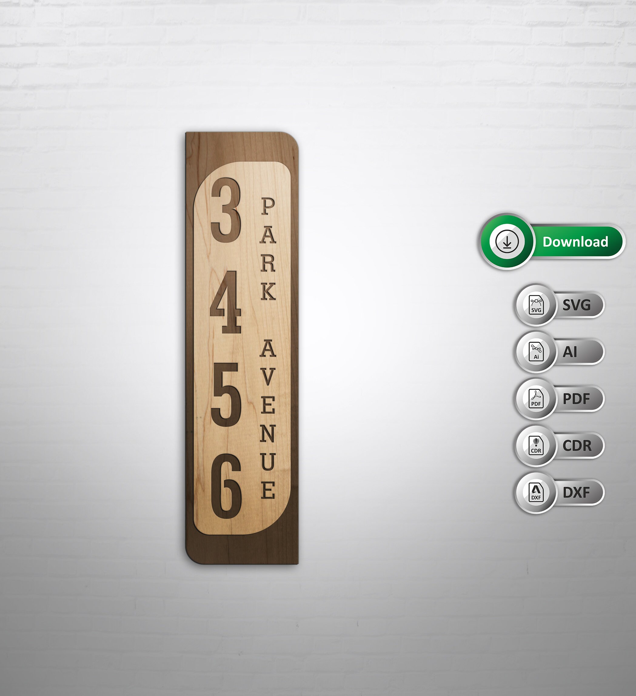 Vertical Address Sign SVG, Wooden Home Number Sign SVG, 3D Home Address ...