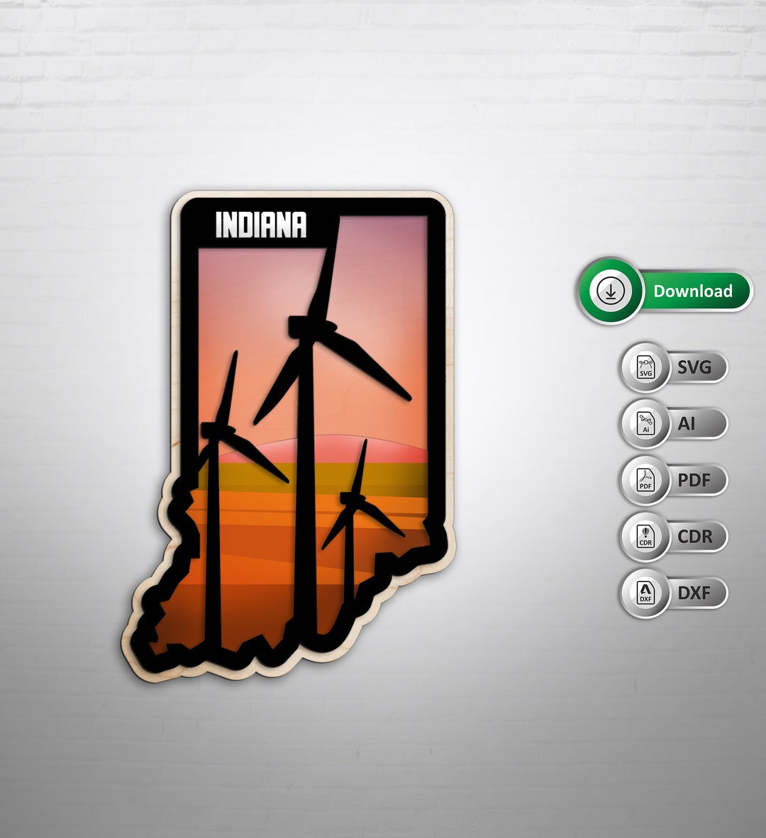 Indiana SVG, Laser Cut File, American States, United States SVG, Cricut ...