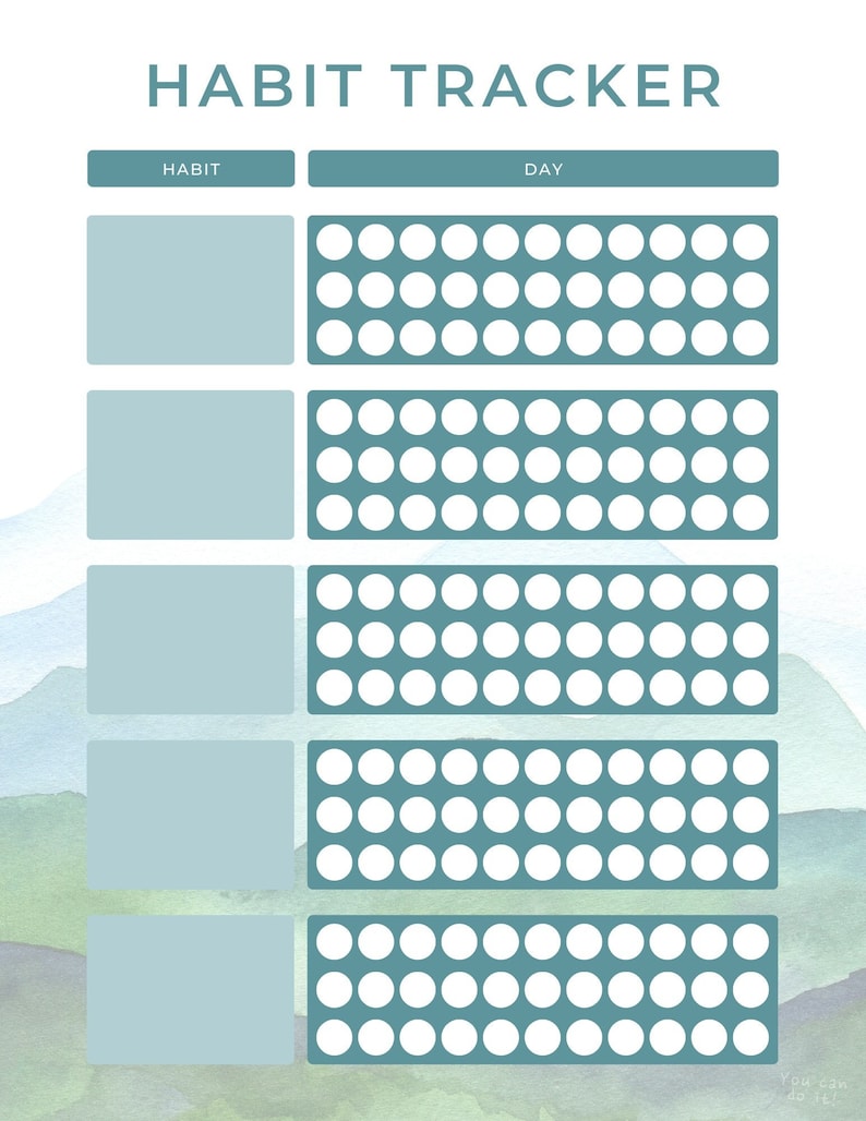 Printable Daily Habit Tracker/everyday Habit Tracker mountain ...