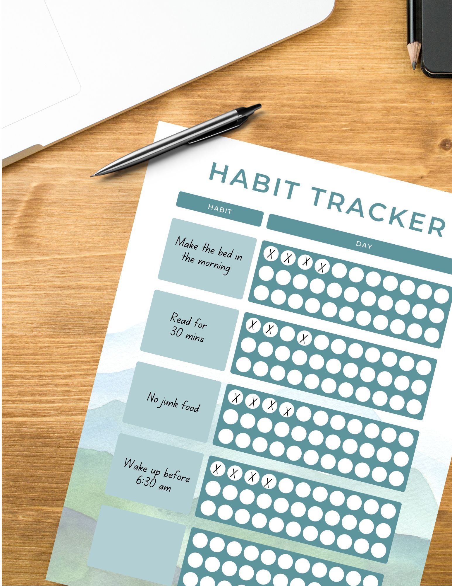 Printable Daily Habit Tracker/everyday Habit Tracker mountain ...