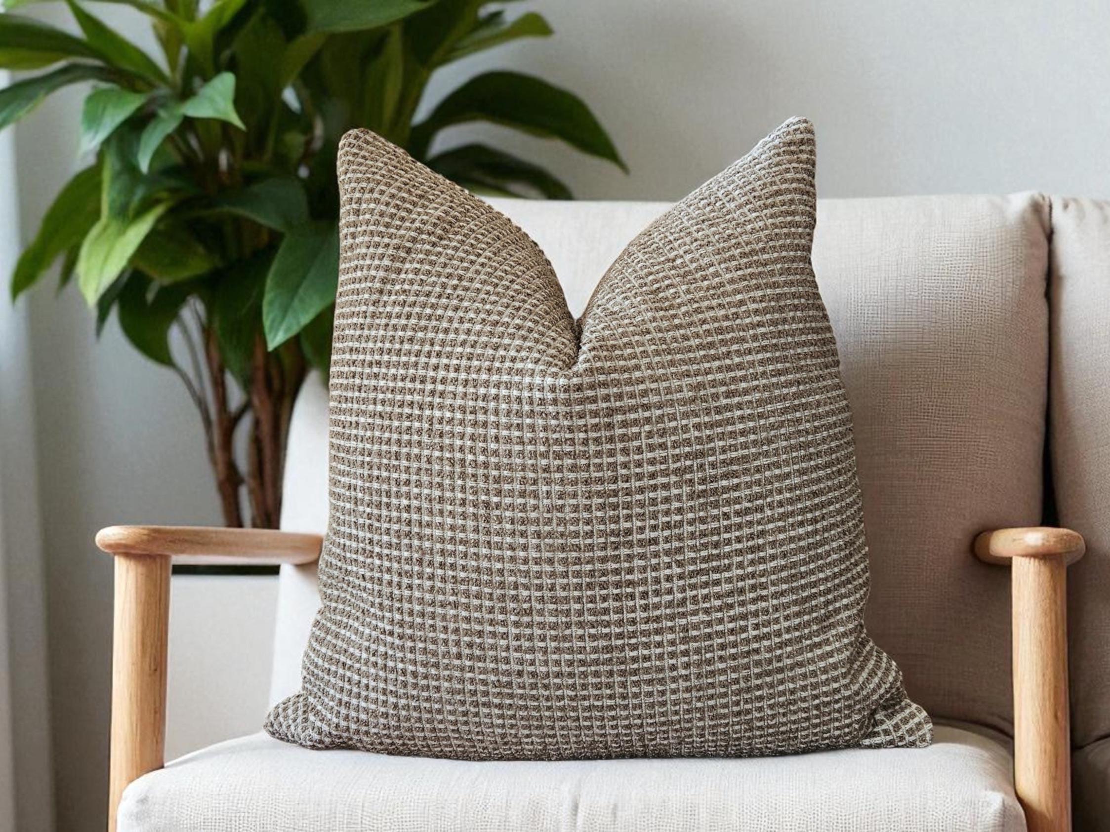 Taupe Basketweave Pillow, Light Brown Cushion, Neutral Euro Sham Cover ...