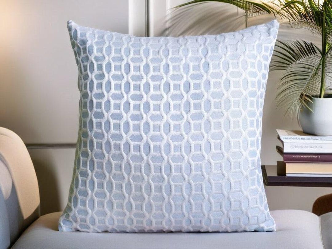 Ice Blue Pillow, Blue White Cushion, Boho Cushion Cover, Cosy Euro Sham ...