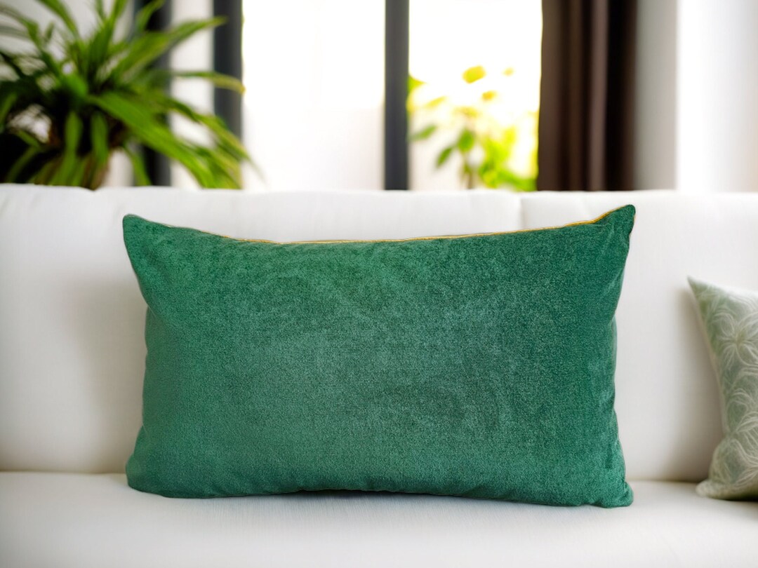 Green Velvet Pillow, Green Throw Pillow, Hunter Green Cushion, Luxury ...