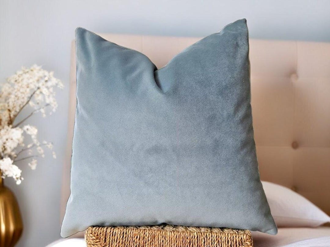 Ice Blue Pillow, Blue Velvet Pillow, Luxury Throw Pillow, Light Blue ...