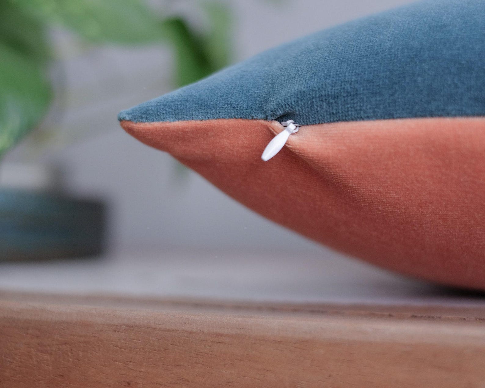 Salmon Velvet Pillow Cover, Coral Teal Pillow, Pink Teal Cushion Covers ...