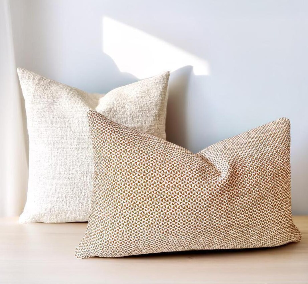 Set of 2 Pillow, Cream Rust Pillow, Boho Home Decor, Cosy Couch Pillows ...